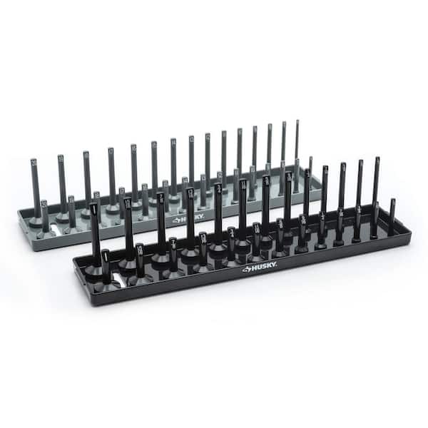 Husky 3/8 in. Drive Socket Organizer Tray Set, SAE / mm (2-Piece ...