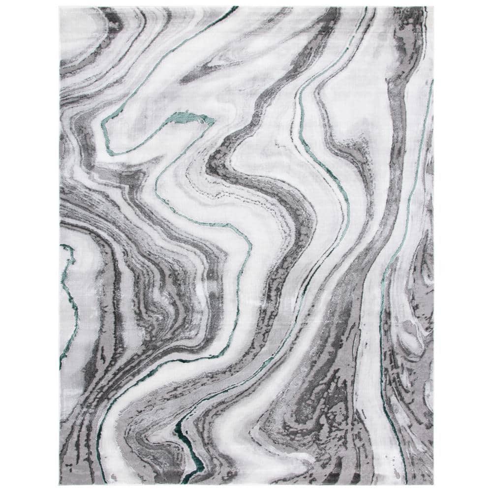 SAFAVIEH Craft Gray/Green 9 ft. x 12 ft. Marbled Abstract Area Rug ...