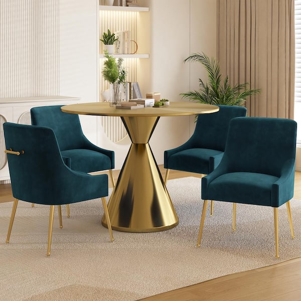 Boyel Living 5-Piece Round Gold MDF Top Table Set Seats 4 (4-Light ...