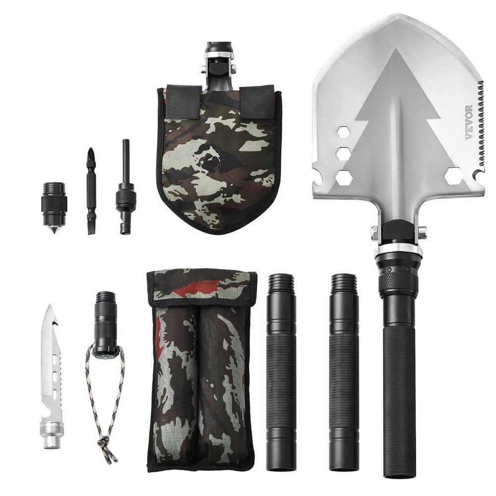 VEVOR Survival Shovel, 11 in 1 Camping Shovel Folding Multitool ...