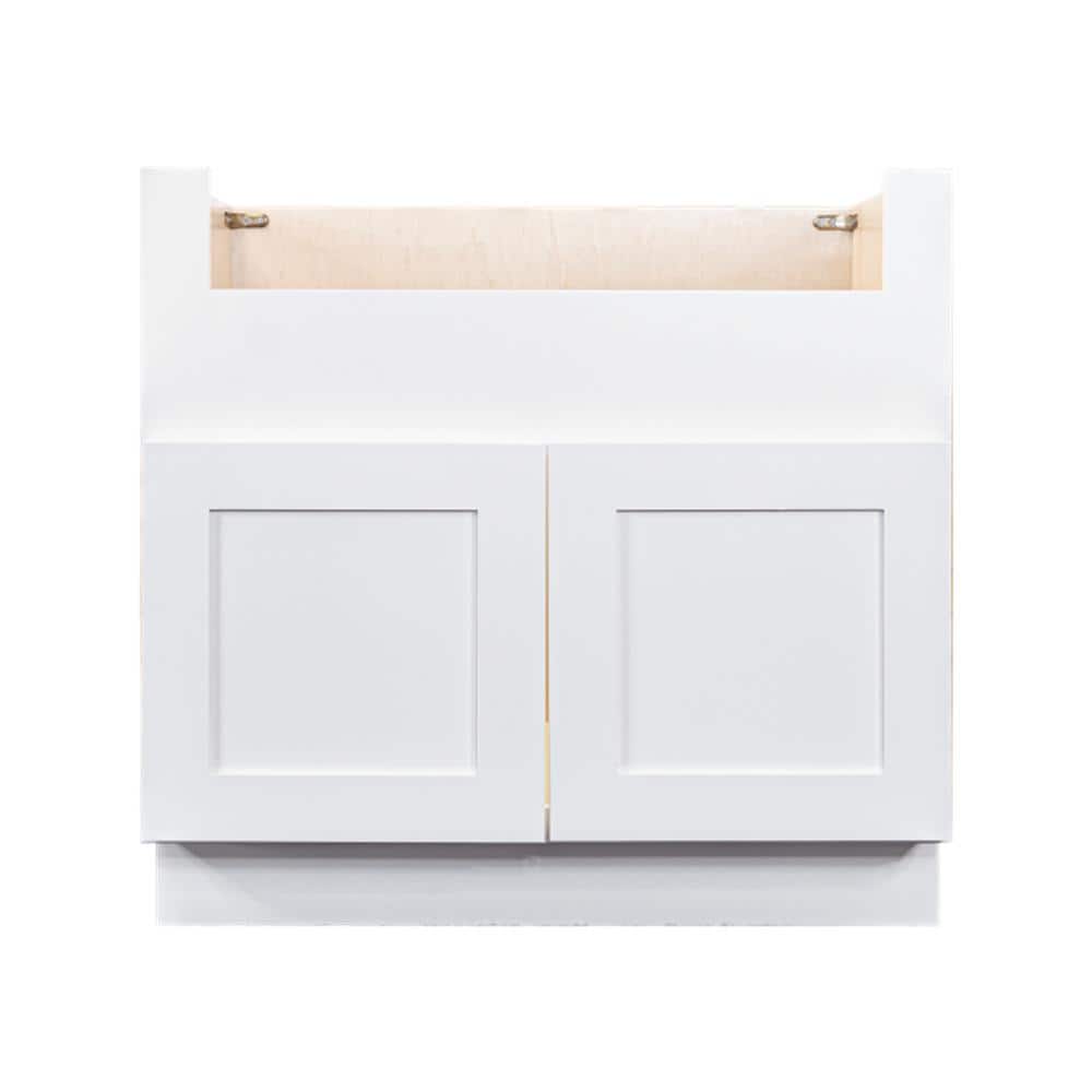 LIFEART CABINETRY Lancaster White Plywood Shaker Stock Assembled Farm ...