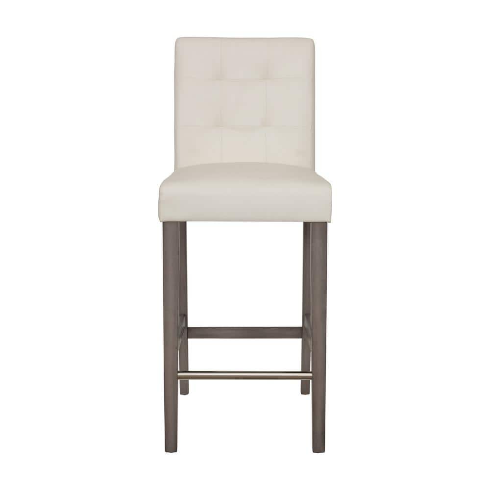 CorLiving Leila 31 in White Full Back Wood Frame Cushioned Bar Height ...