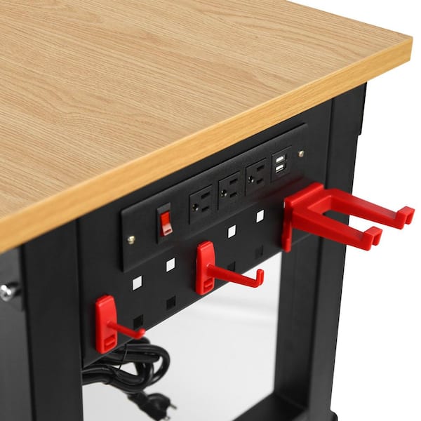 48 in. Adjustable Height Workbench with ETL-Certified Power Outlet-Work ...
