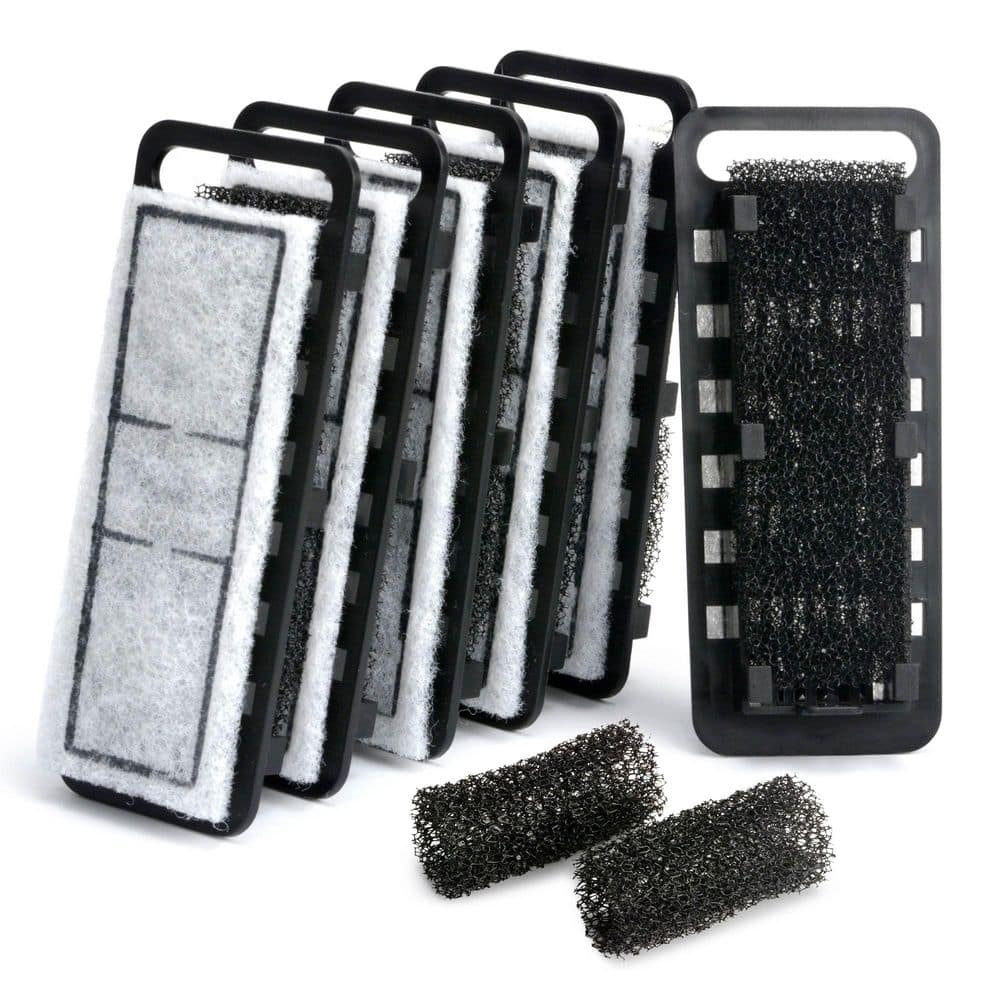 Augbeer Black Aquarium Filter Cartridges with 2 Intake Sponges and Slim ...