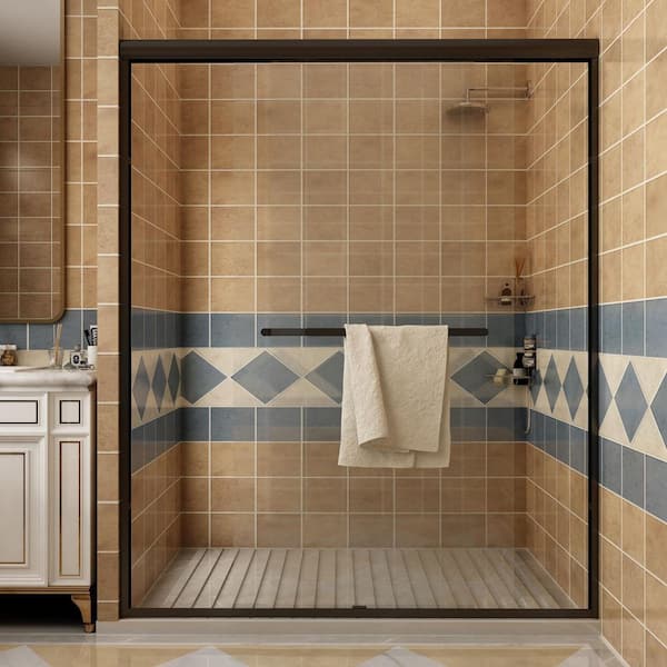 waterpar 56 in. to 60 in. W x 72 in. H Sliding Framed Shower Door in ...
