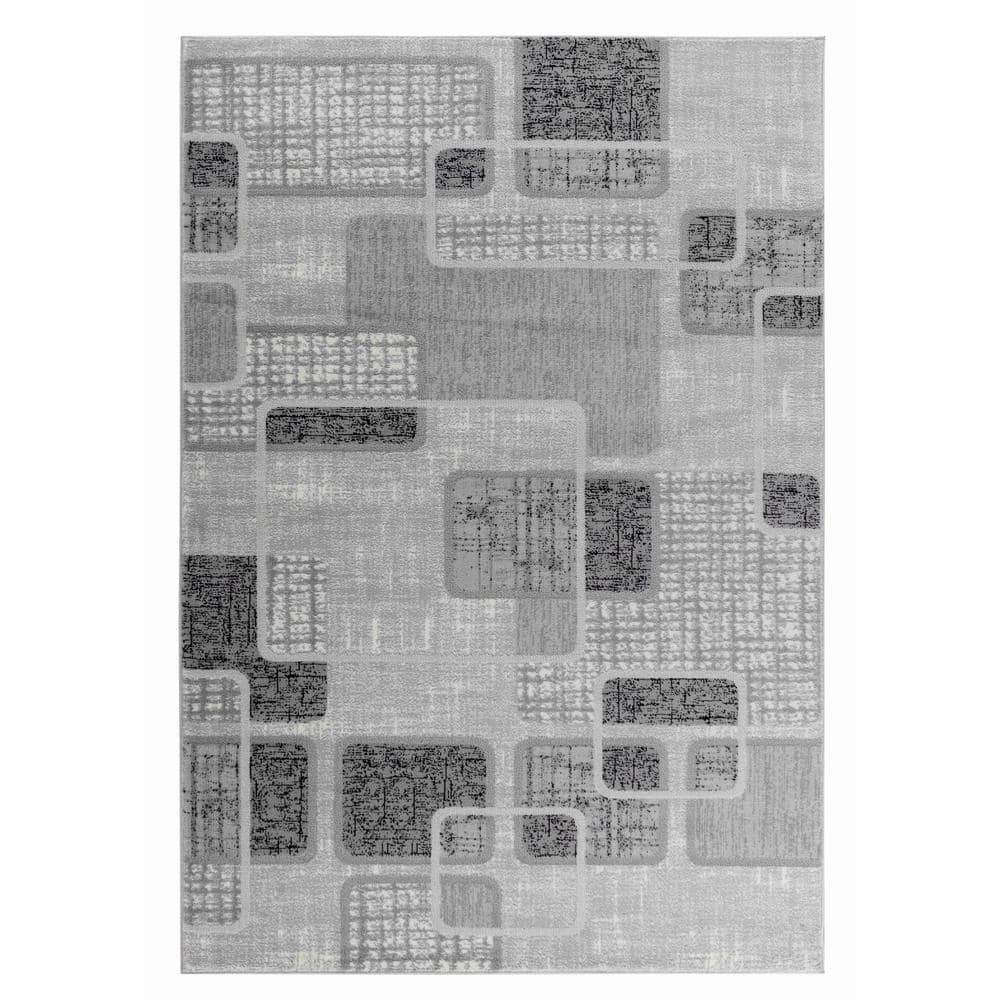 Rug Branch Sakarya Collection Grey Black 7 ft. x 10 ft. Geometric ...