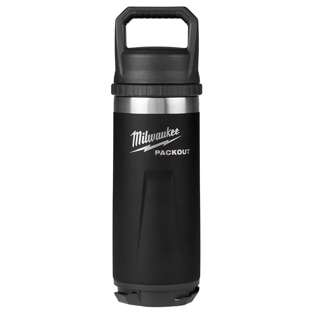 Milwaukee PACKOUT Black 18 oz. Insulated Bottle W/Chug Lid 48-22-8382B ...