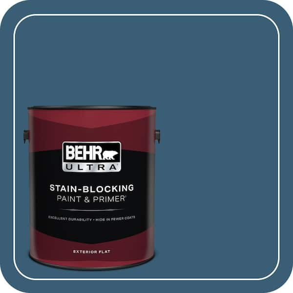 BEHR ULTRA 1 gal. #S490-7 Superior Blue Flat Exterior Paint & Primer ...