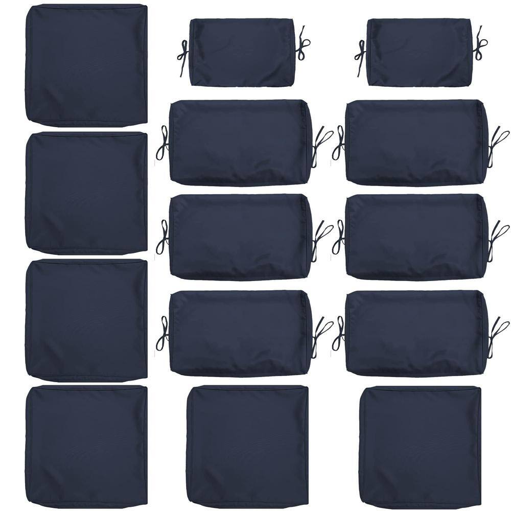 Kimunuk 14-Piece 25.5 in. Outdoor Cushion Covers Navy Blue 14-Covers ...