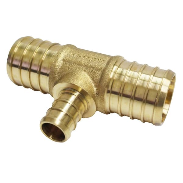 Apollo 1 in. x 1 in. x 1/2 in. Brass PEX-B Barb Reducing Tee APXT1112 ...