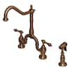 Kingston Brass English Country 2-Handle Bridge Kitchen Faucet with Side ...