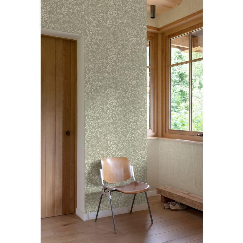 Walls Republic Taupe Grey Leaf Motif Print Non-Woven Non-Pasted ...