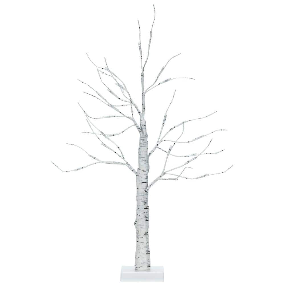 Costway 2 ft. Pre-Lit White Twig Birch Tree Battery Powered for ...