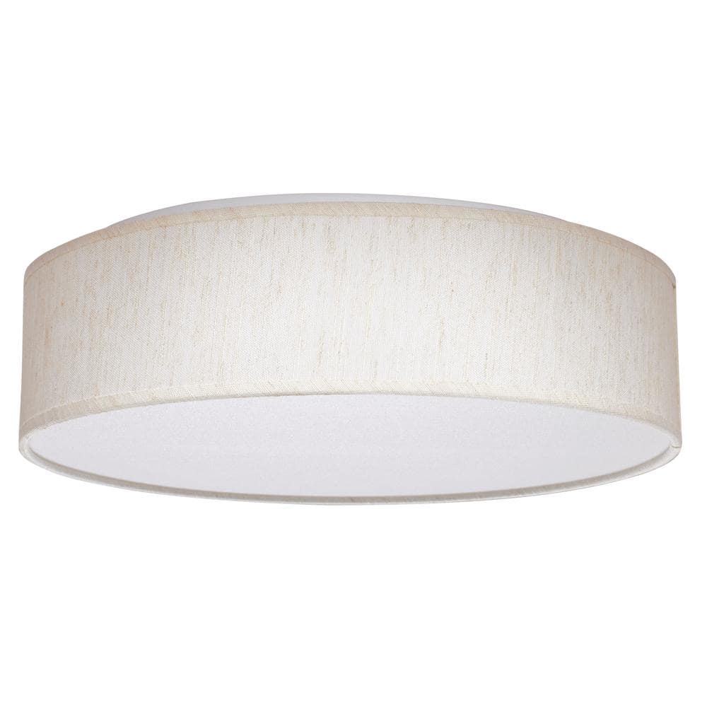 SATCO 15 in. Beige Contemporary Integrated LED Flush Mount with Fabric ...