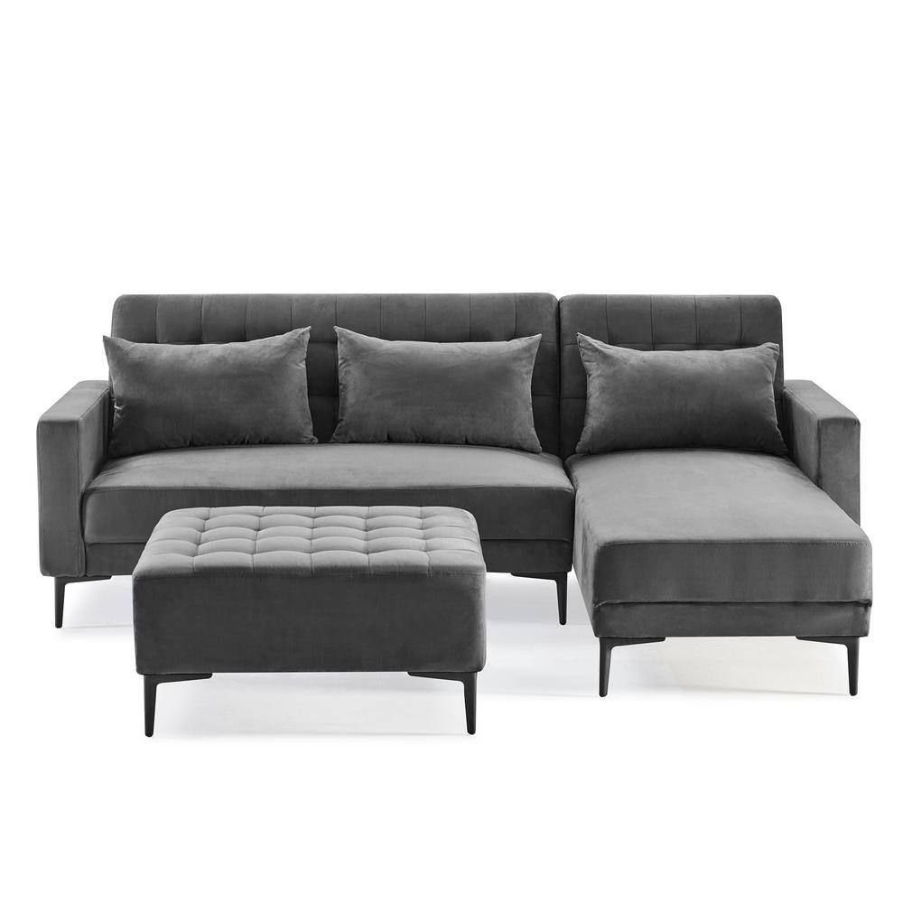 Reviews for Clihome 3-Piece Gray Elegant Microsuede Fabric 3-Seat L ...