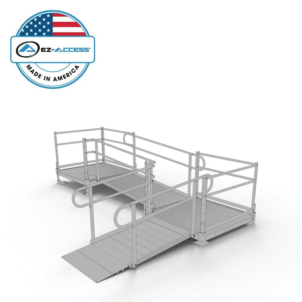 EZ-ACCESS PATHWAY 10 ft. L-Shaped Aluminum Wheelchair Ramp Kit with ...
