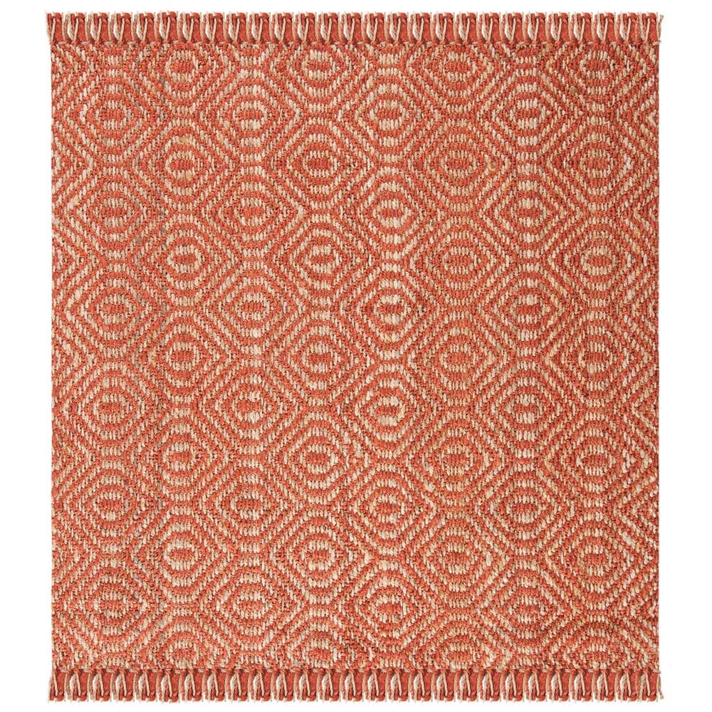 SAFAVIEH Natural Fiber Rust 6 ft. x 6 ft. Square Geometric Area Rug ...
