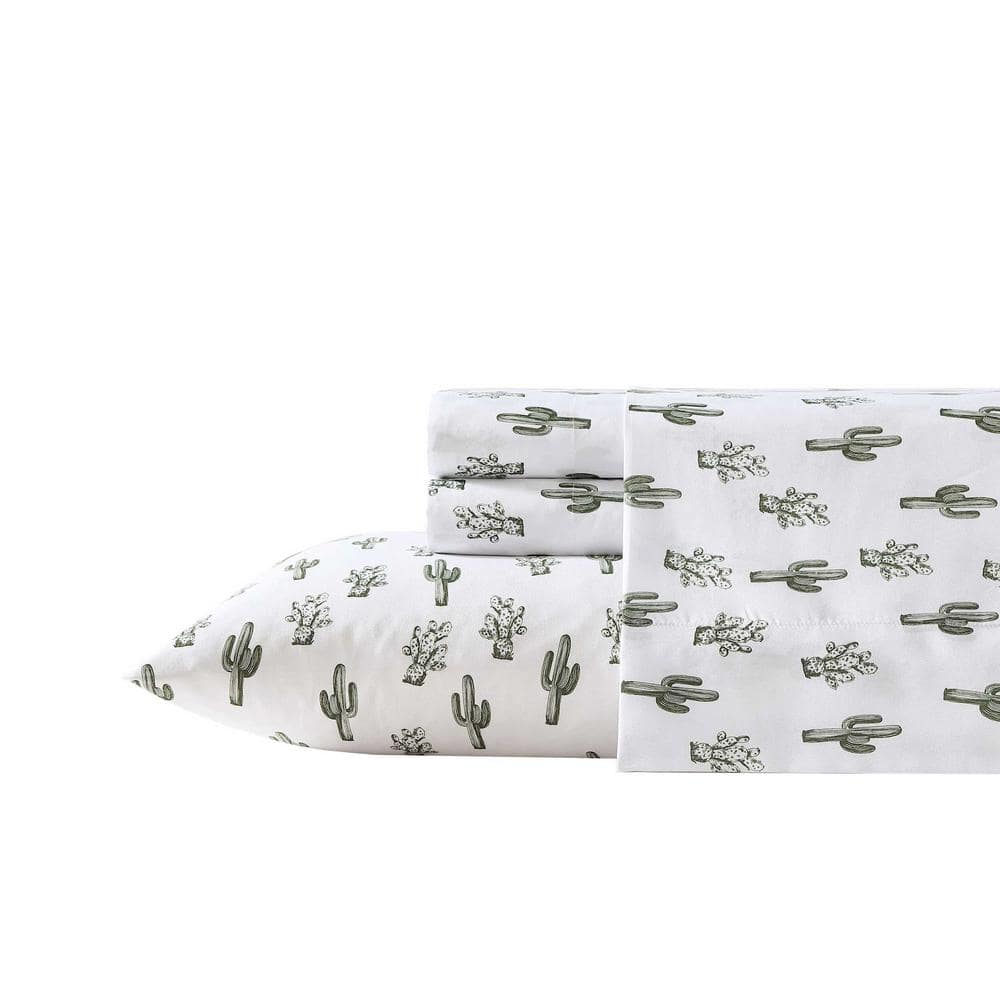 Wrangler Cacti 4-Piece Microfiber Green Queen Sheet Set USHSA01281975 ...