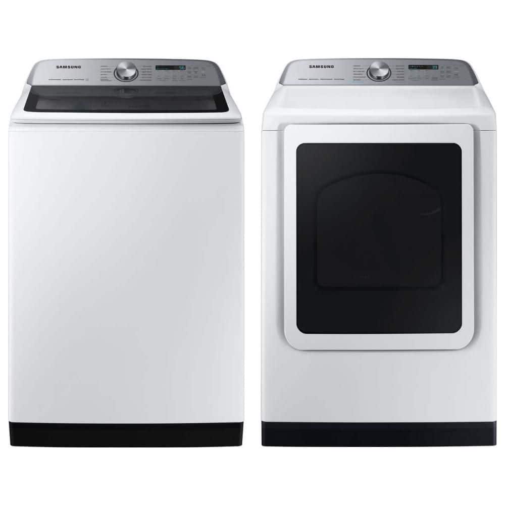 Samsung 5.5 cu. ft. Smart Top Load Washer with Super Speed and 7.4 cu ...