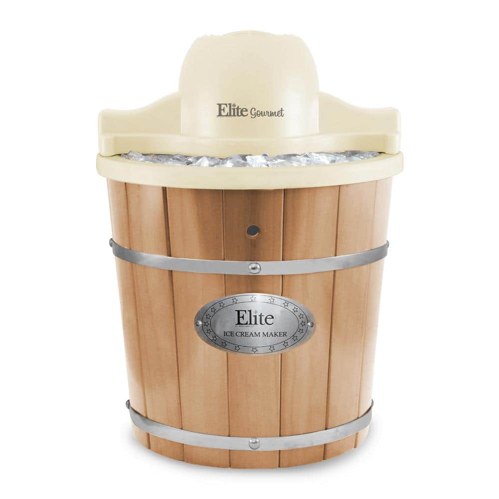 Elite Gourmet 4 Qt. Old Fashioned Wood Bucket Ice Cream Maker EIM-924L ...