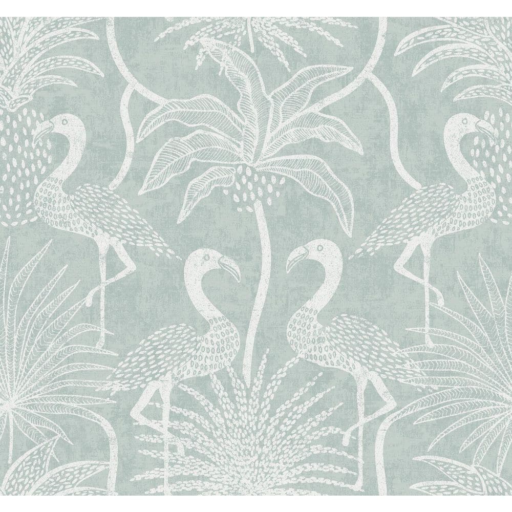 A-Street Prints Biscayne Turquoise Blue Flamingo Beach Wallpaper 4172 ...