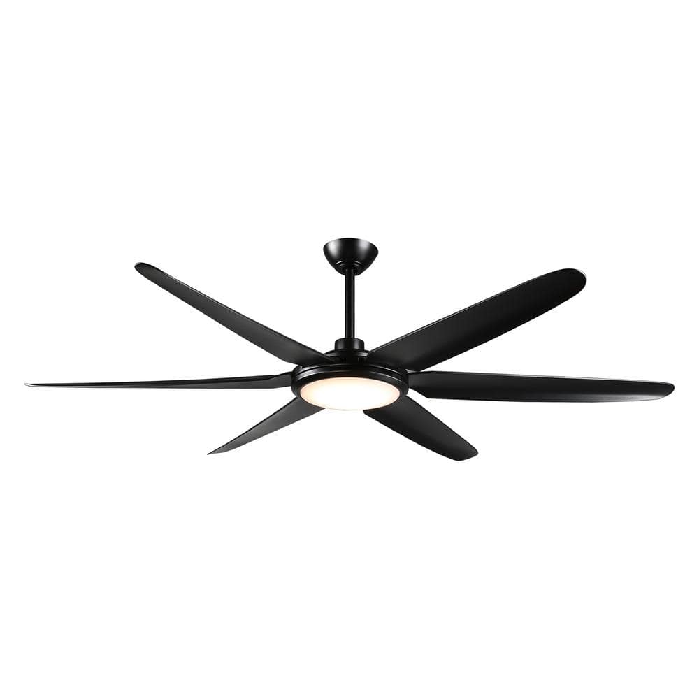 Flint Garden 65 in. Indoor Matte Black Standard Ceiling Fan with Color ...