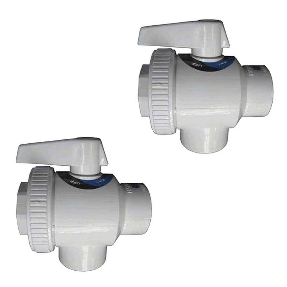 HAYWARD 1-1/2 in. Swimming Pool FIP Pipe Deluxe 4-Way Ball Valve (2 ...