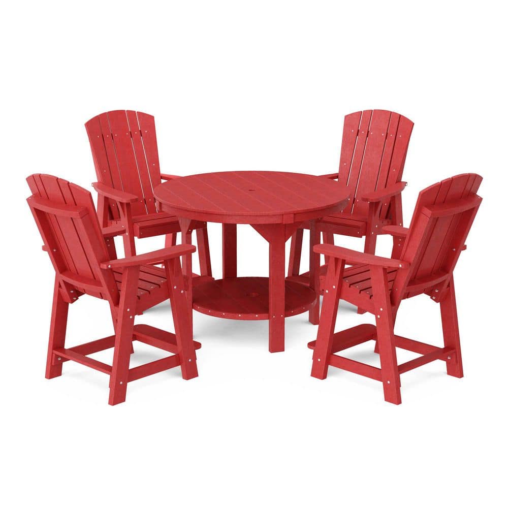 Wildridge Heritage 5-Piece Cardinal Red HDPE Plastic Outdoor Patio 48 ...