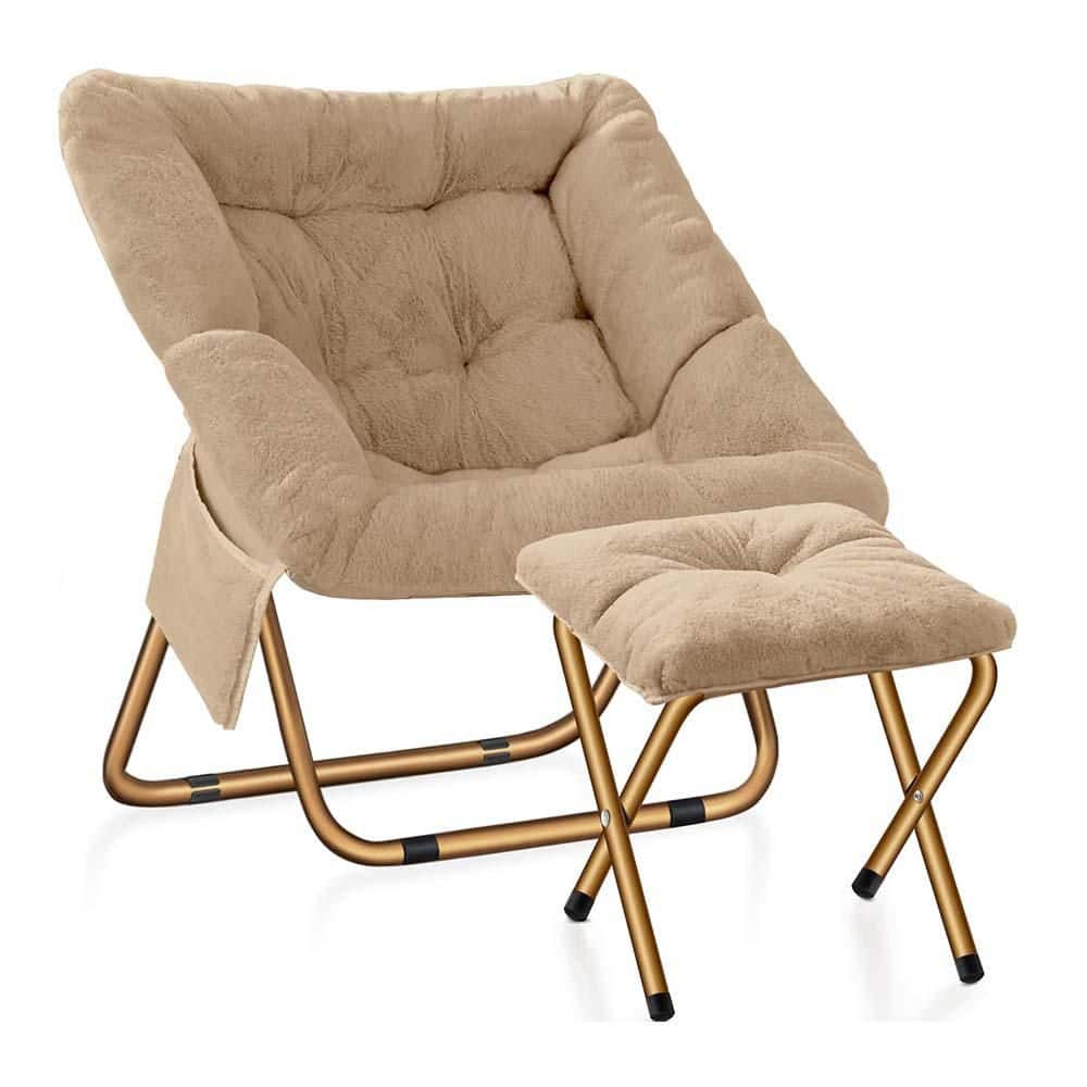 Foldable Living Room Chairs, Soft Faux Fur Lounge Chair for Bedroom ...