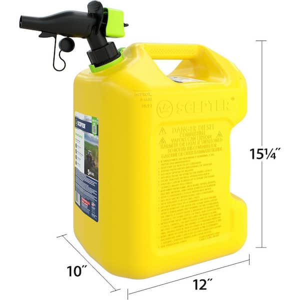 Scepter 5 Gal. Smart Control Diesel Can with Rear Handle, Yellow Fuel ...