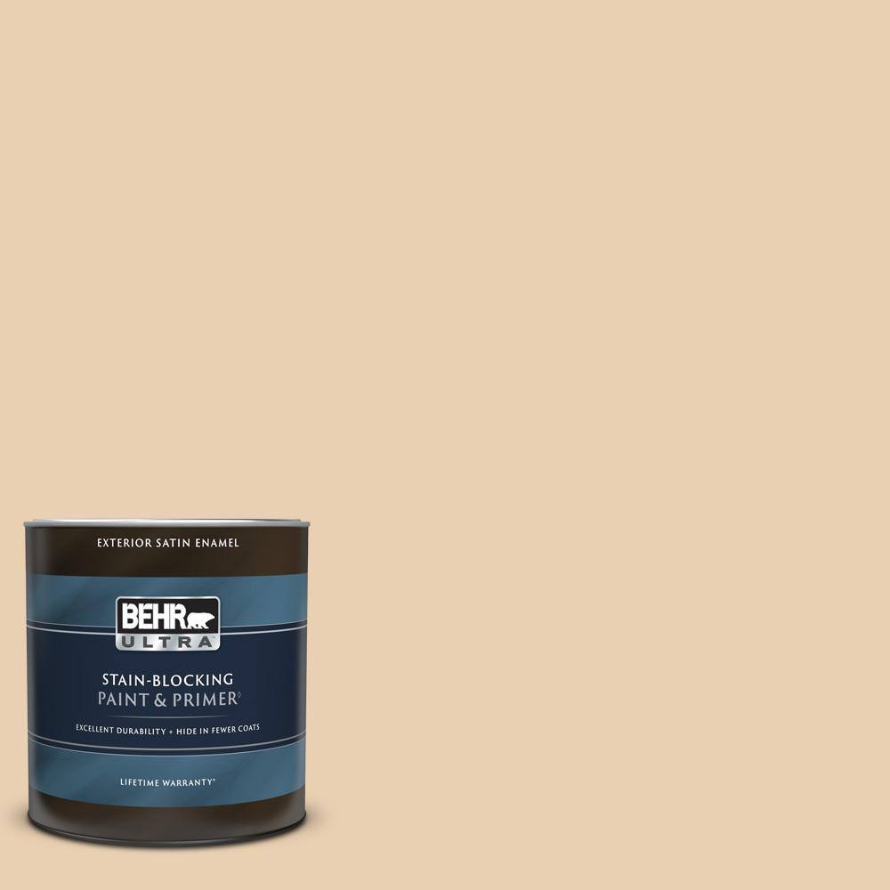 BEHR ULTRA 1 qt. #S290-2 White Bean Hummus Satin Enamel Exterior Paint ...