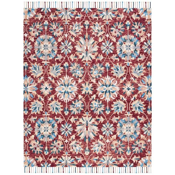 SAFAVIEH Aspen 9 ft. x 12 ft. Wine/Blue Floral Diamond Area Rug APN139S ...
