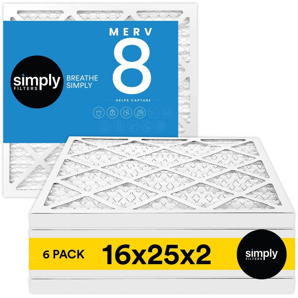 Simply 16 in. x 25 in. x 2 in. MERV 8 FPR 5 Pleated Furnace Air Filter ...