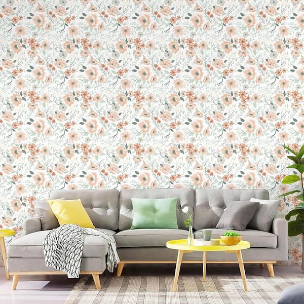Multi-Colored Floral Contact Paper Peel and Stick Wallpaper Roll ...