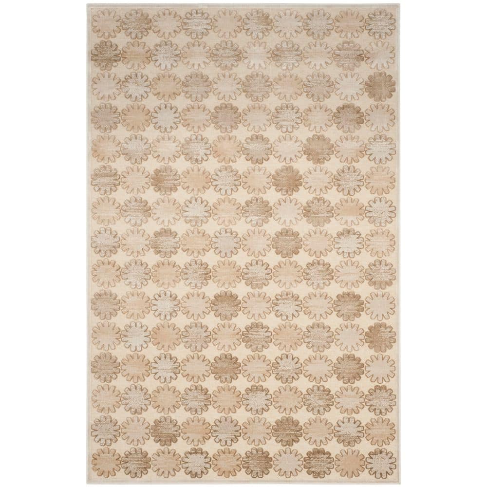 SAFAVIEH Martha Stewart 5 ft. x 8 ft. Stone/Cream Geometric Burst Area ...