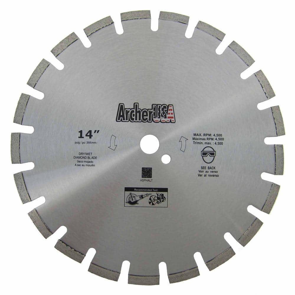 Archer USA 14 in. T-Segmented Rim Diamond Blade for Asphalt Cutting ...