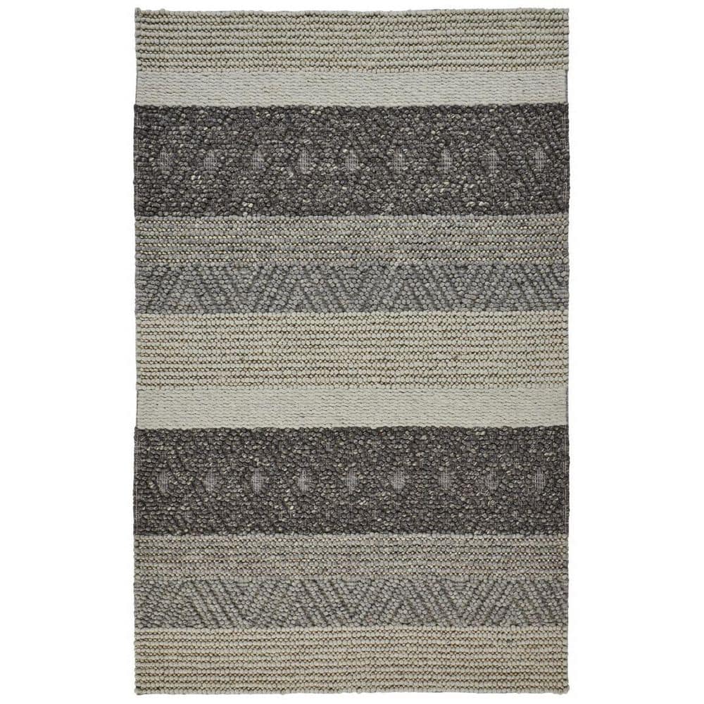 HomeRoots 4 x 6 Gray Striped Area Rug 2000515304 - The Home Depot