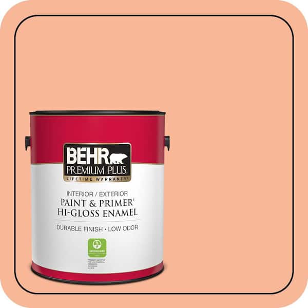 BEHR PREMIUM PLUS 1 gal. #P190-3 Melon Sorbet Hi-Gloss Enamel Interior ...