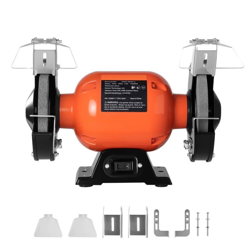 SKYSHALO Bench Grinder, 6-in. Single Speed Bench Grinder, 1750RPM Low ...