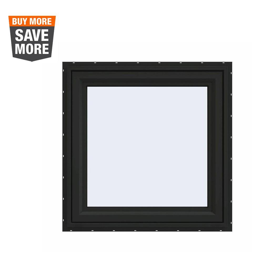 JELD-WEN 36 in. x 36 in. V-4500 Series Bronze FiniShield Vinyl Right ...