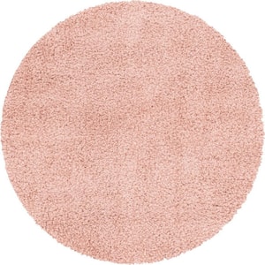 Unique Loom Davos Shag Dusty Rose Pink 3 ft. x 3 ft. Round Area Rug ...