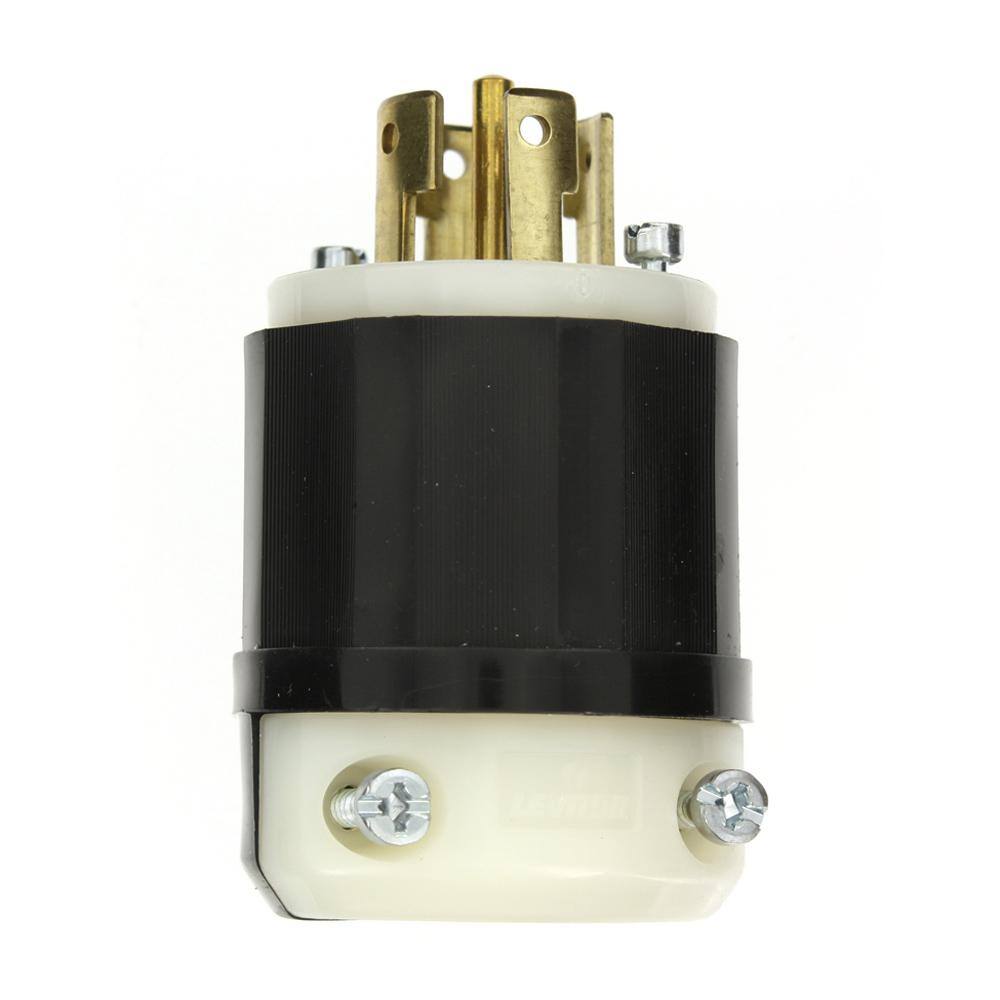 Leviton 30 Amp 277/480-Volt 3-Phase Locking Grounding Plug, Black/White ...