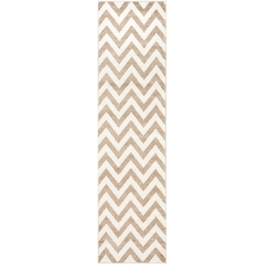 SAFAVIEH Amherst Wheat/Beige 2 ft. x 7 ft. Geometric Chevron Runner Rug ...