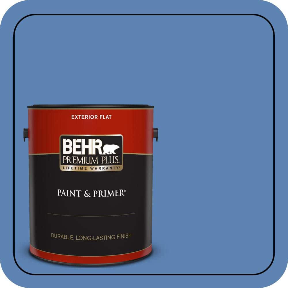 BEHR PREMIUM PLUS 1 gal. #PPU15-06 Neon Blue Flat Exterior Paint ...