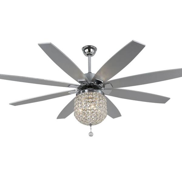 Oaks Aura Serene 65 in. Indoor Modern Glam Crystal Reversible Chrome ...