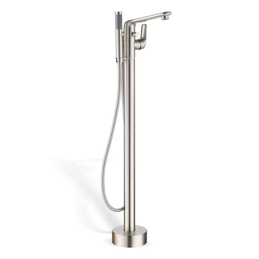 Single-Handle Freestanding Tub Faucet with Handheld Shower in Brushed ...