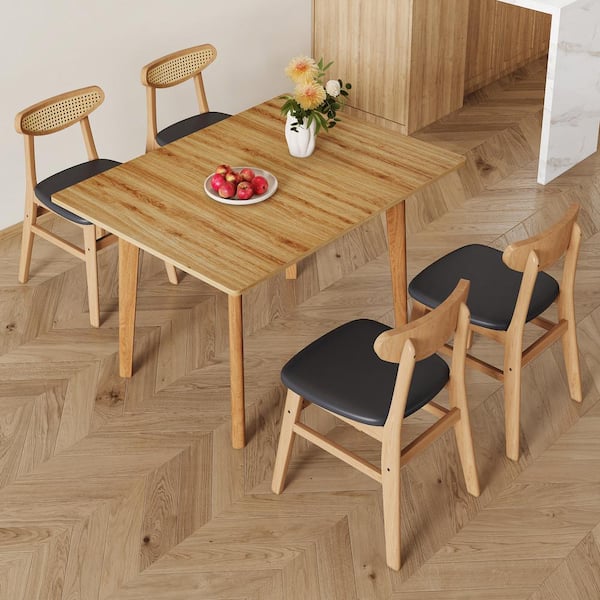 Noble House Kinsat Modern 5-Piece Light Brown MDF Top Dining Set with ...