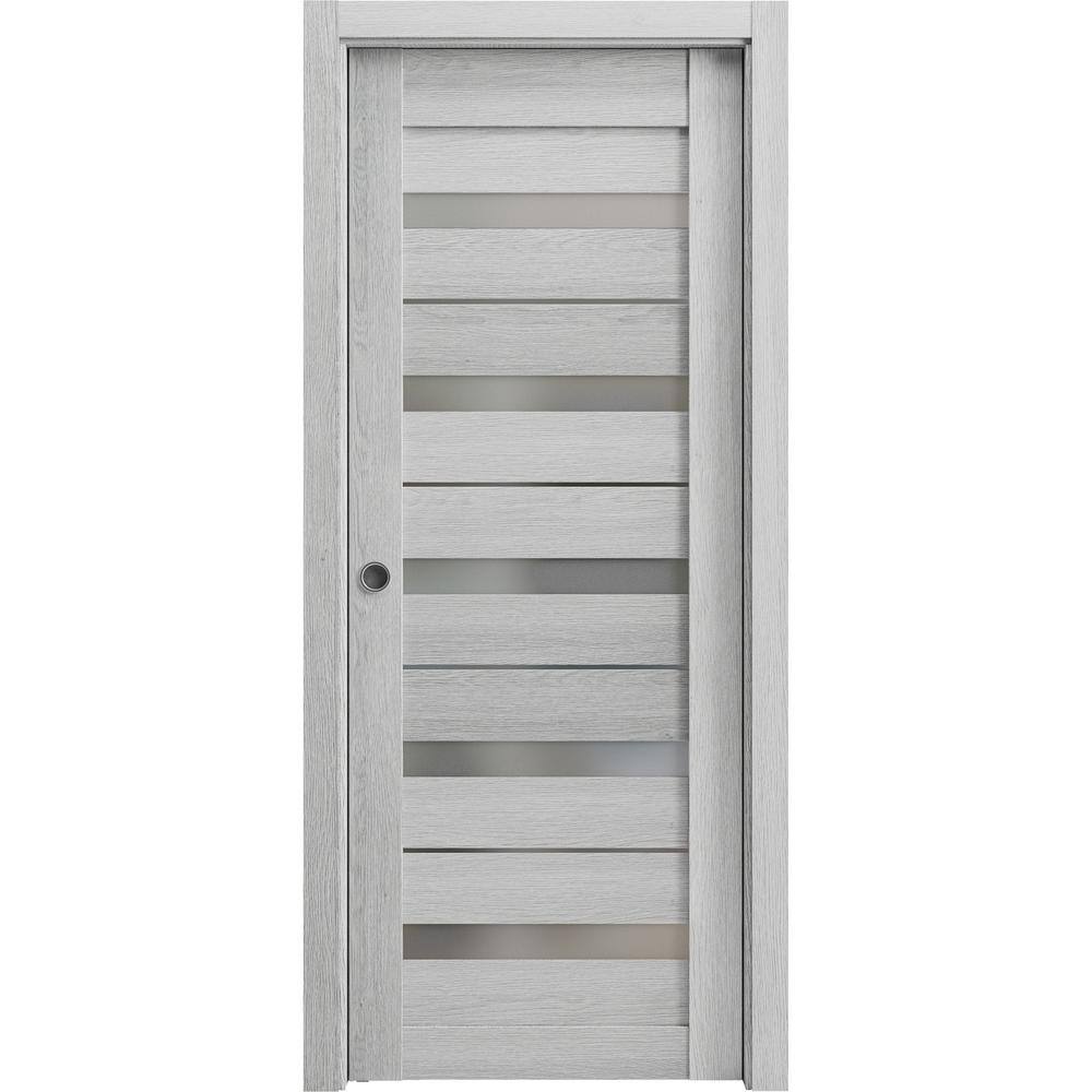 Sartodoors 36 in. x 80 in. 1-Panel Light Grey Oak Finished Solid MDF ...