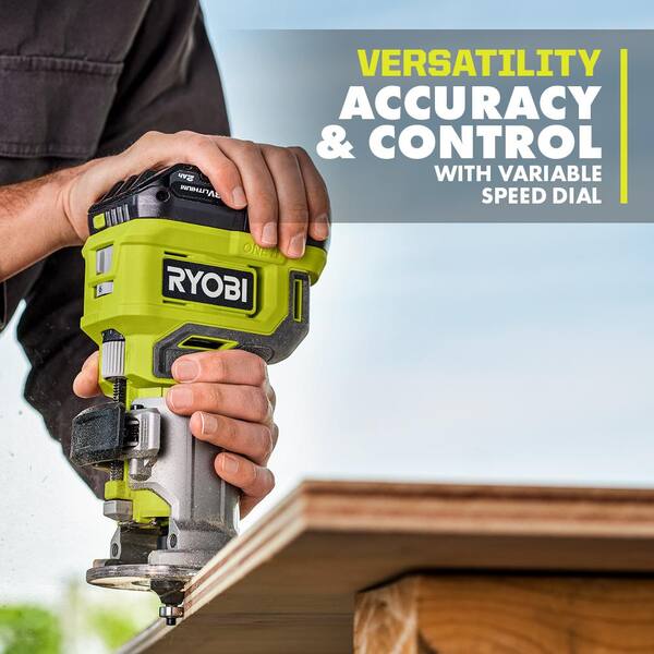 RYOBI ONE+ 18V Cordless Compact Fixed Base Router with 2.0 Ah Battery ...