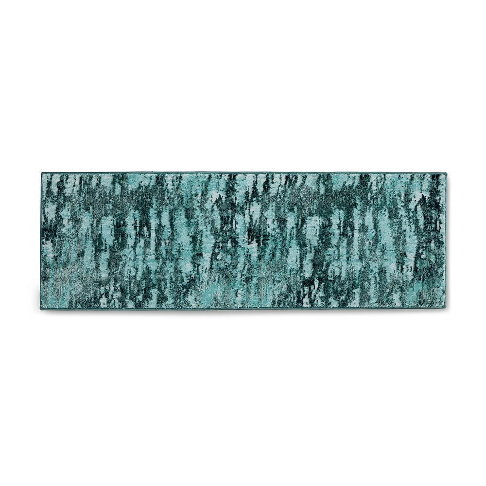 VCNY Home Teal Green 20 in. x 60 in. Abstract Poly-Blend Rectangle ...